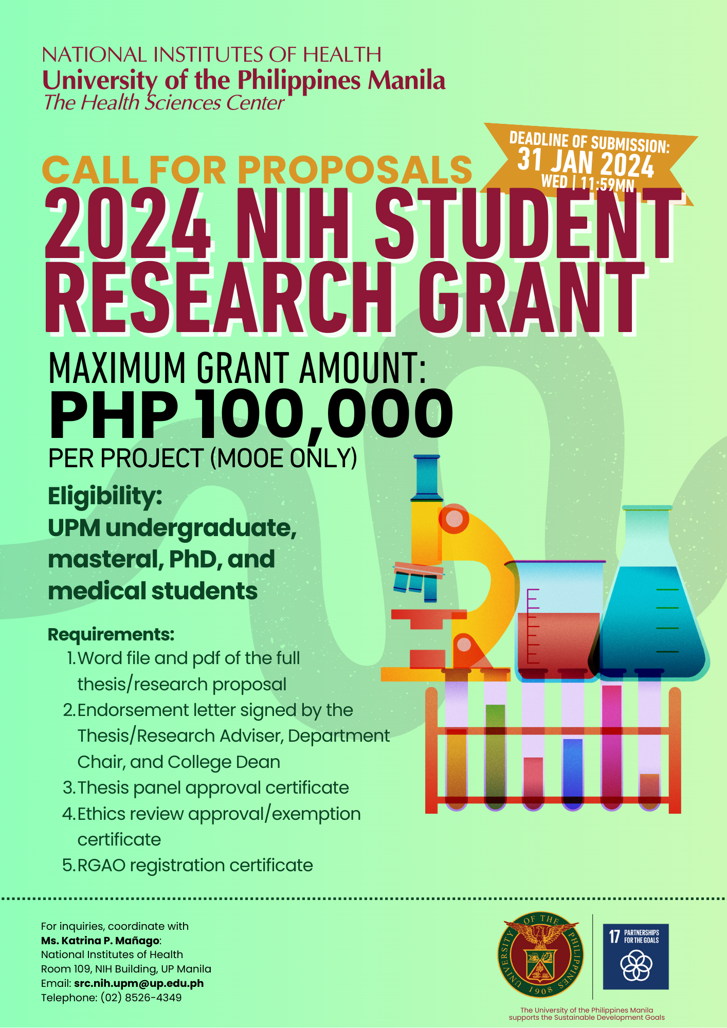 1st Call For Thesis Research Proposals For Funding By The NIH Student